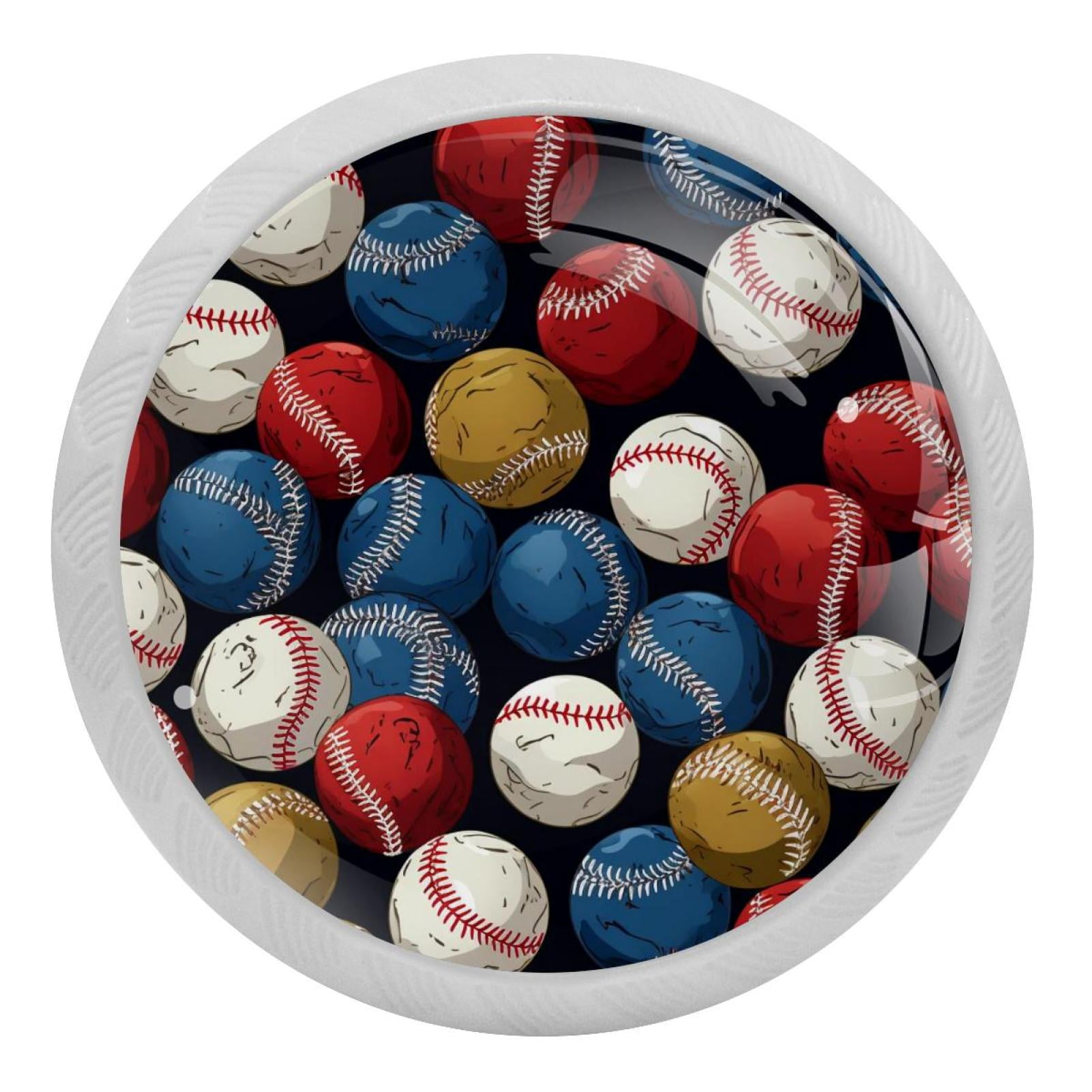 Baseball Round Glow-in-the-Dark Cabinet Knobs with Screws - 4 Pack ...