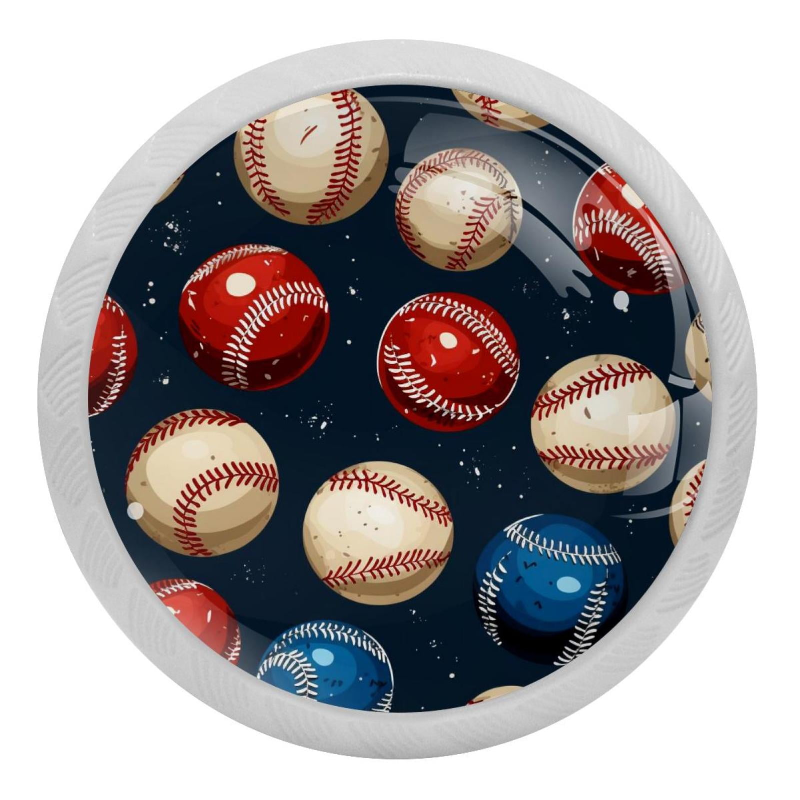Baseball Round Glow-in-the-Dark Cabinet Knobs with Screws - 4 Pack ...
