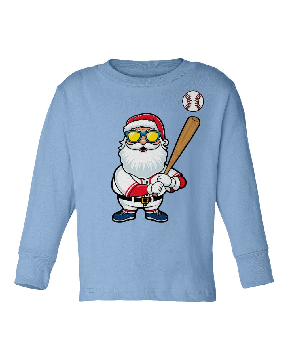 Baseball Santa Tee | Funny Merry Christmas Sports Toddler Long Sleeve T ...