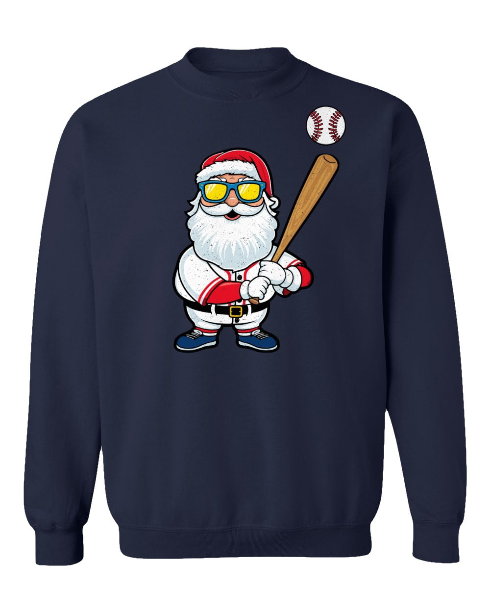 Baseball Santa Tee | Funny Merry Christmas Sports Unisex Crewneck ...