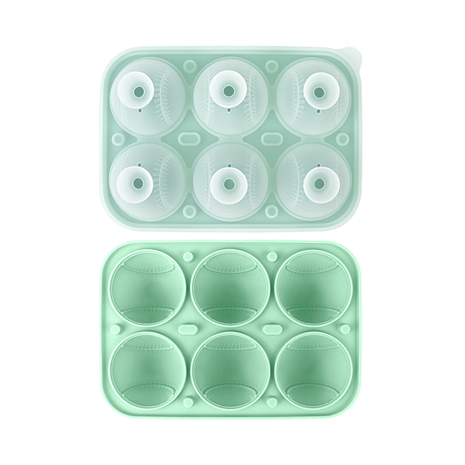 Baseball Shaped Ice Tray with 6 Compartments, Food-Safe Plastic Ice ...