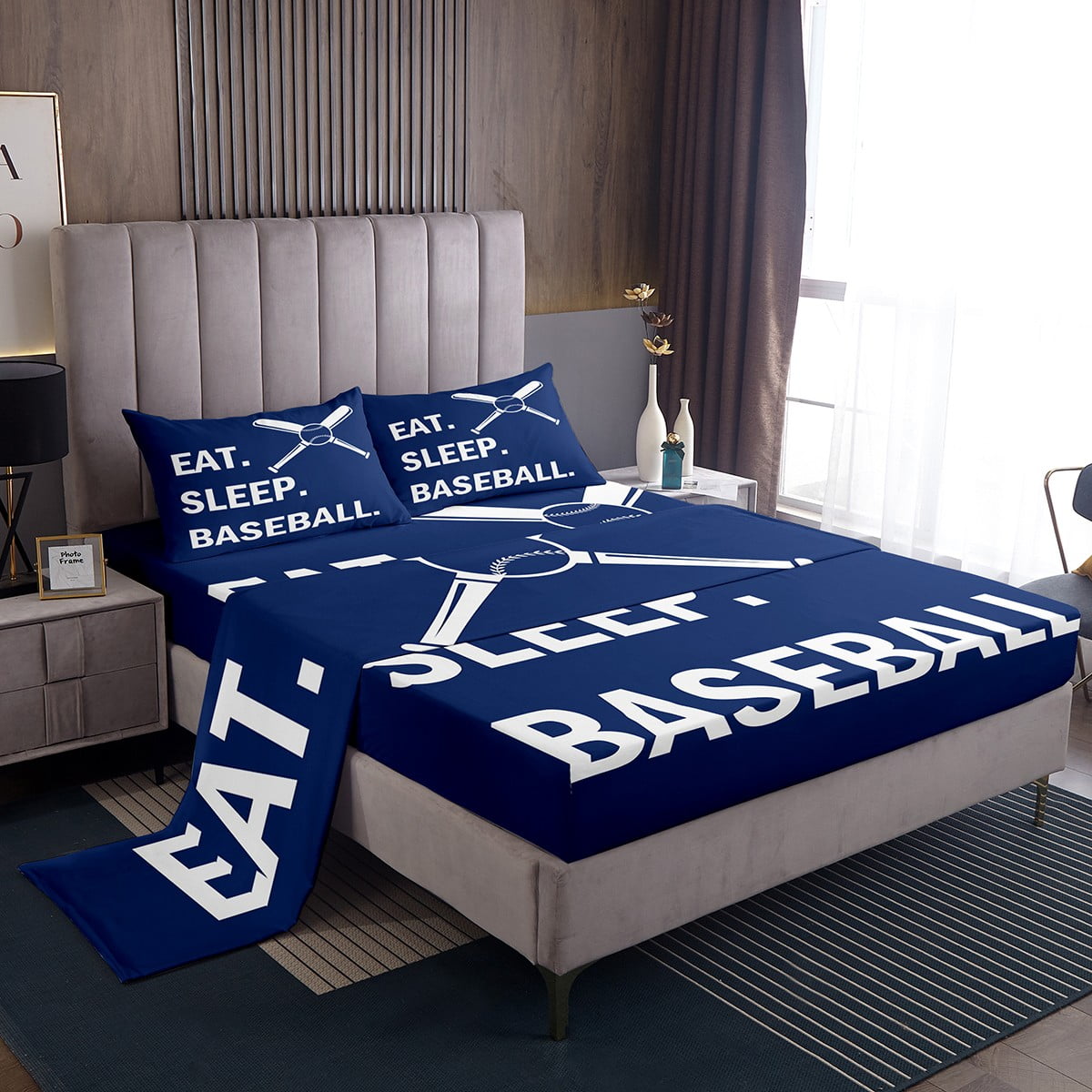 Baseball Sheets Full Size Bed Set Sport Game Ball Theme Bed Sheets ...