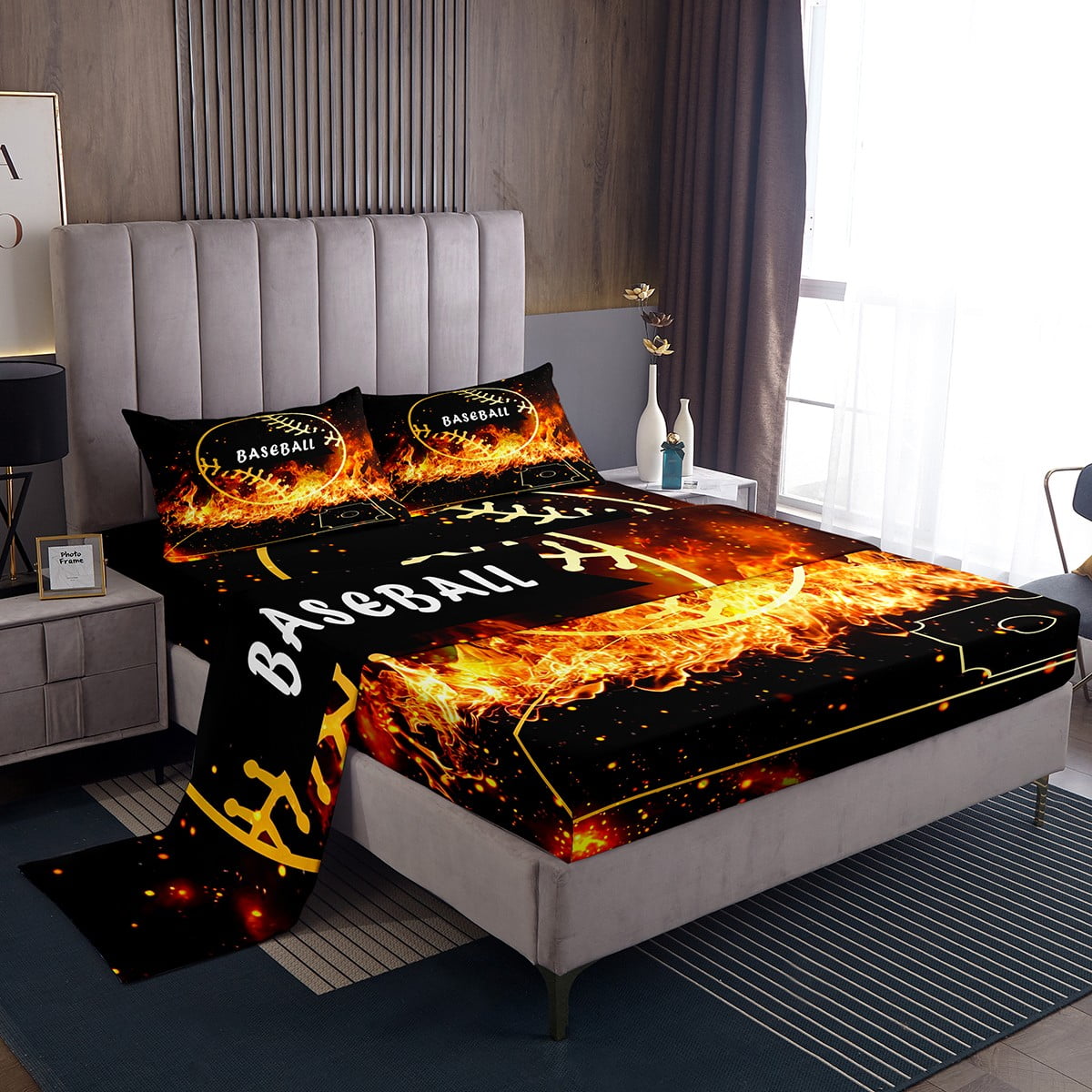 Baseball Sheets King Size Bed Set Sports Bedding Sets for Boys Kids ...