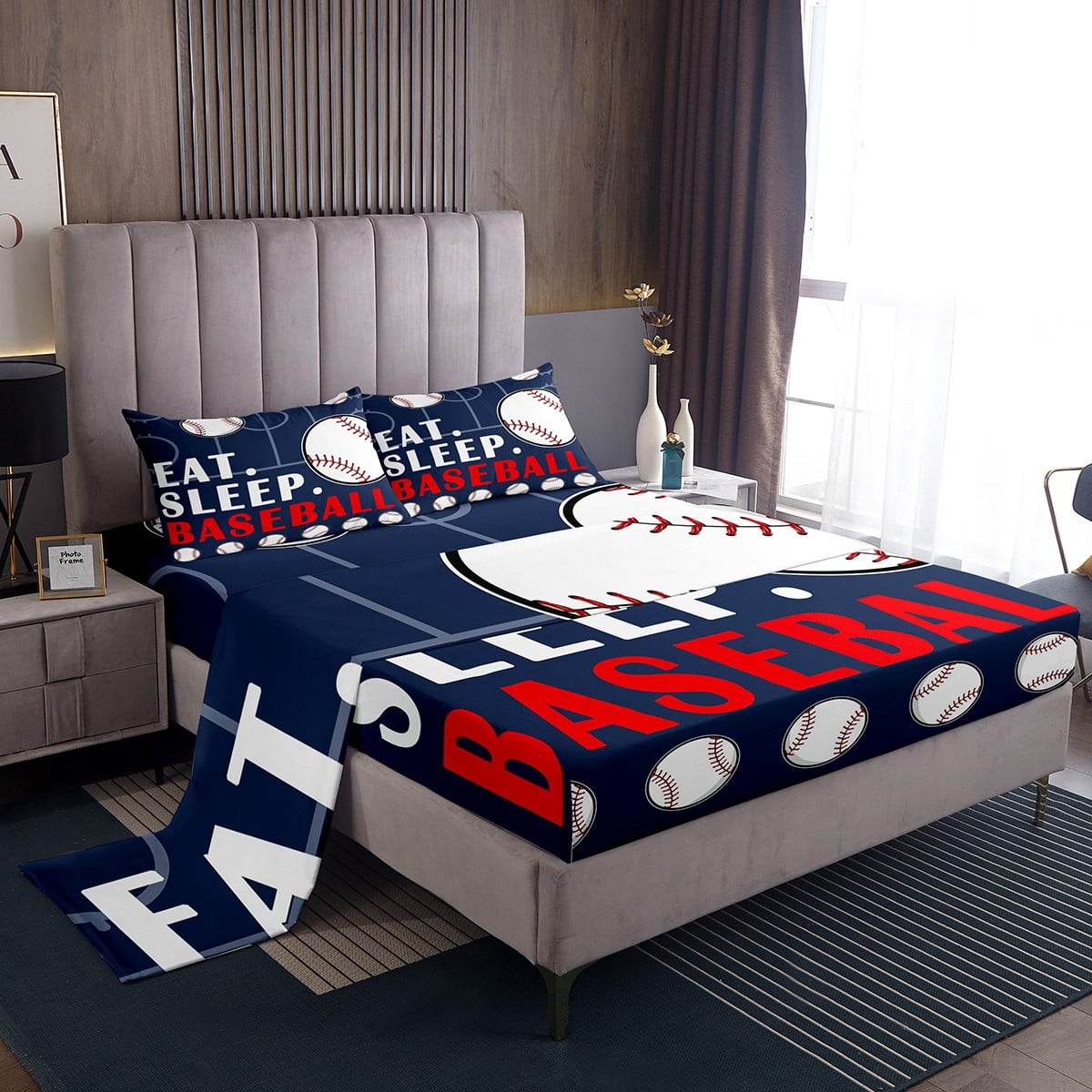 Baseball Sheets Queen Size Bed Set Sports Bedding Sets for Boys Girls ...