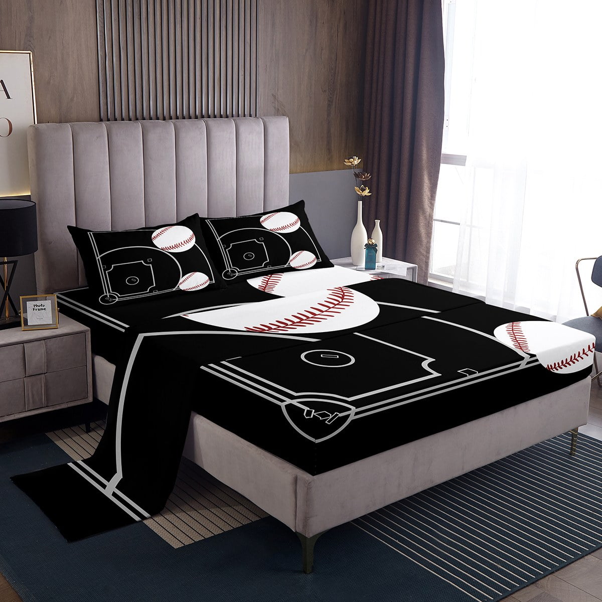 Baseball Sheets Twin Size Sports Bed Sheets Baseball Game Themed Sheet ...