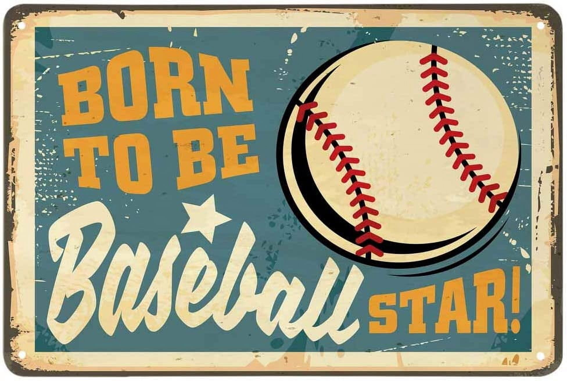 Baseball Shop Tin Sign,Born to be Baseball Star Vintage Metal Tin Signs ...