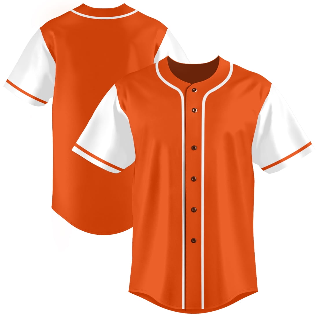 Baseball Short Sleeve Button Down Team Orange Jersey Baseball Team ...