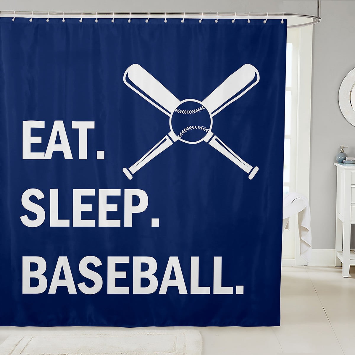 Baseball Shower Curtain Sport Game Ball Theme Bathroom Decor Sports ...