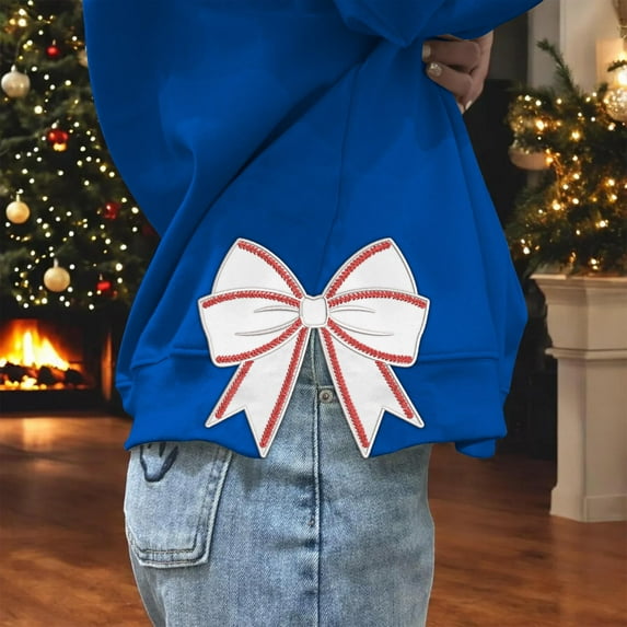 Baseball Side Bow Appliqué Sweatshirt Design for Machine Embroidery ...