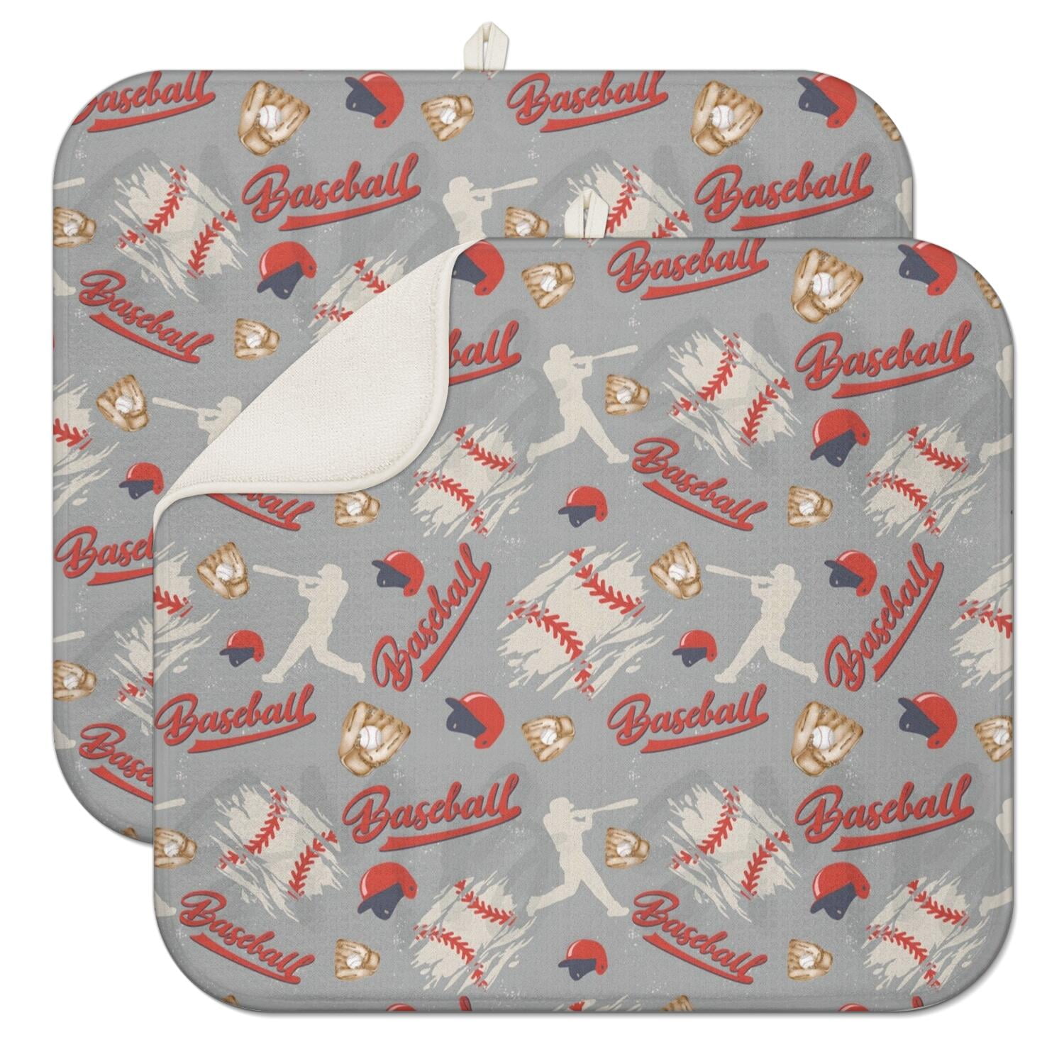 Baseball Silhouette Pattern Dish Drying Mat for Kitchen 1 Pack, Ultra ...