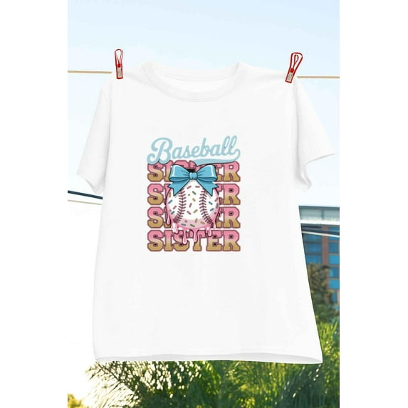 Baseball Sister Bow Ice Cream For A School Game Day Fan Unisex T-Shirt ...