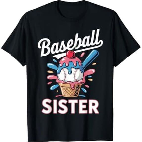 Baseball Sister Ice Cream Drip Game Day Baseball Girls Women T-Shirt ...