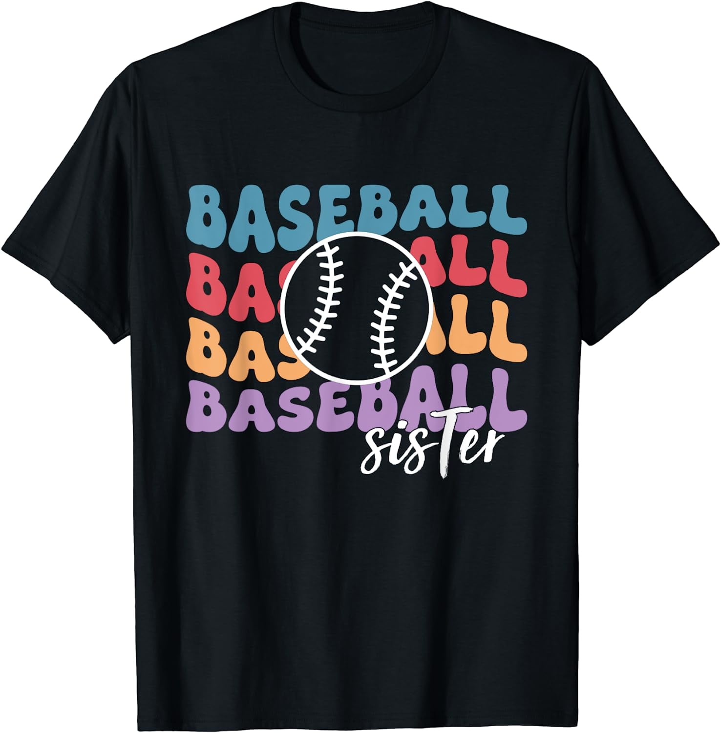 Baseball Sister Retro Big Sister Baseball For Women Softball T-Shirt ...