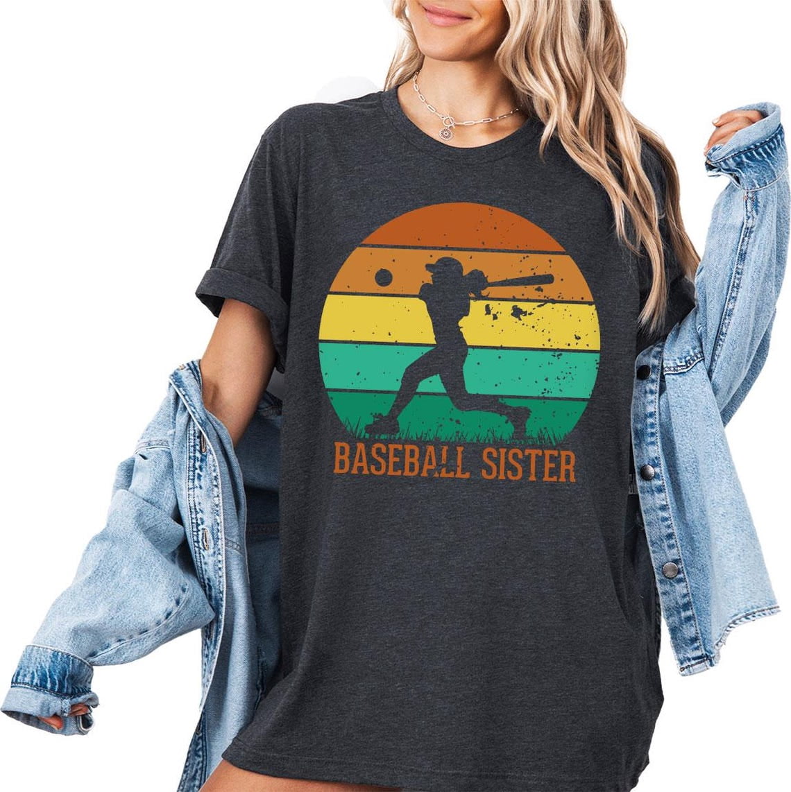 Baseball Sister Shirt, Female Batter Silhouette Graphic Tee, Retro ...