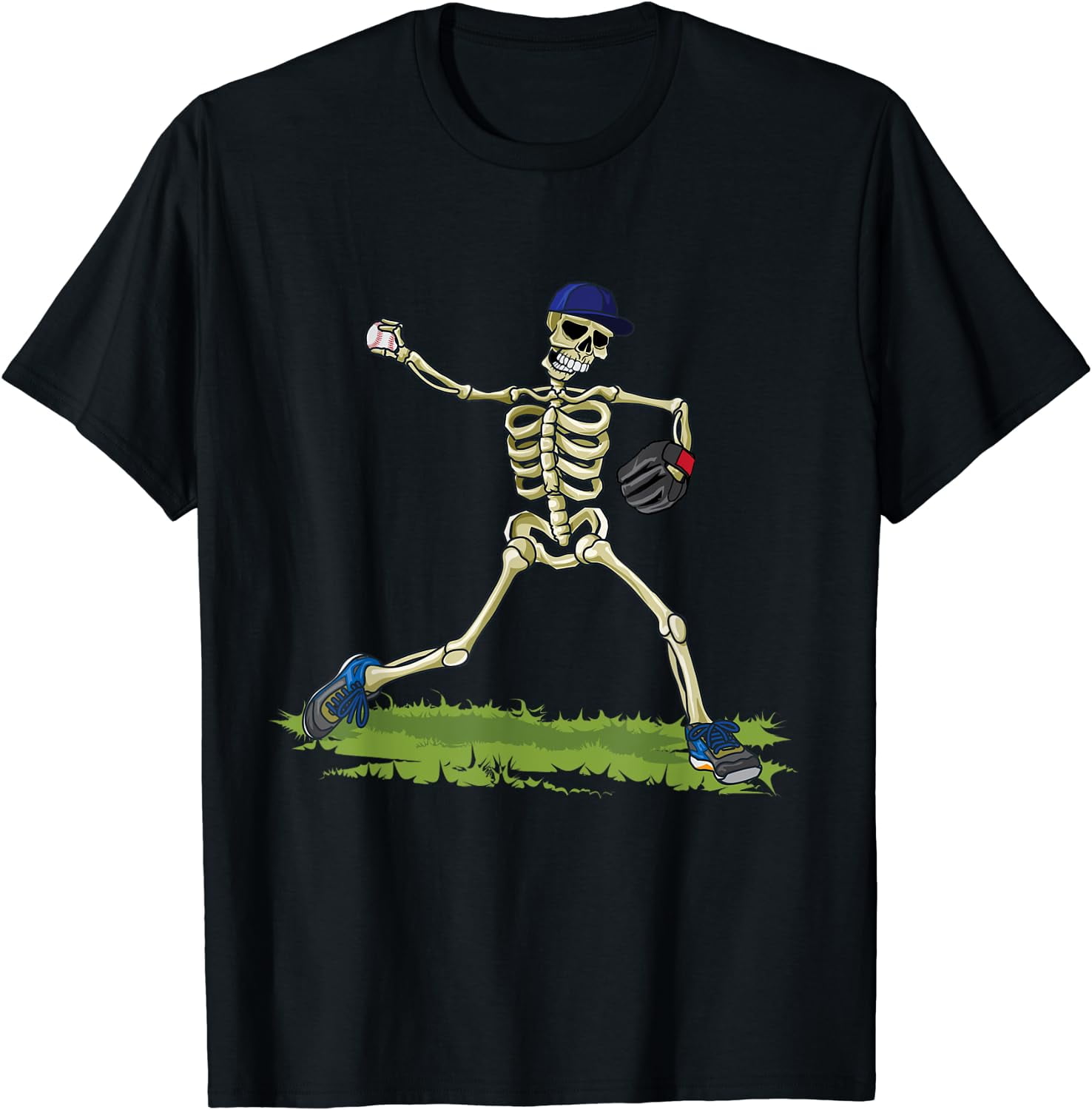 Baseball Skeleton Halloween Men Boys Baseball Halloween T-Shirt ...