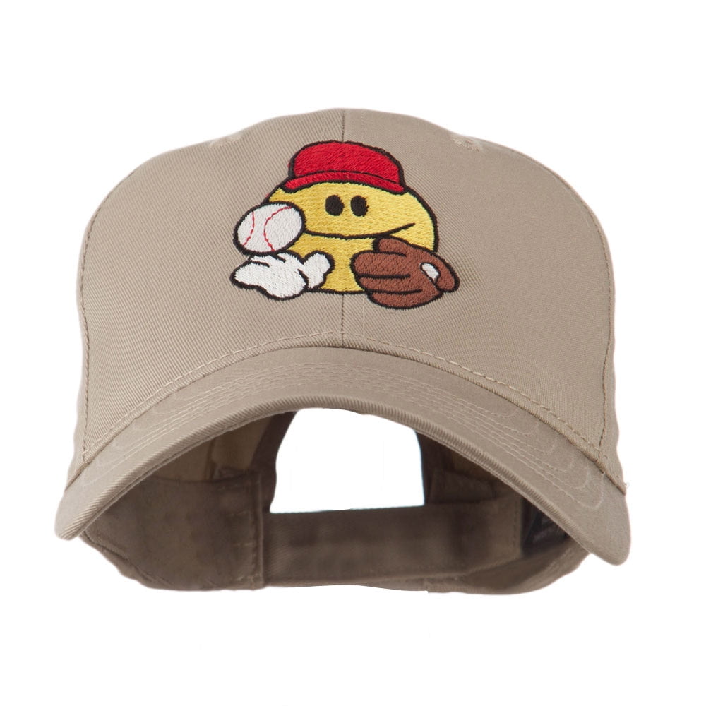 Baseball Smile Glove and Ball Embroidered Cap - Khaki OSFM - Walmart.com