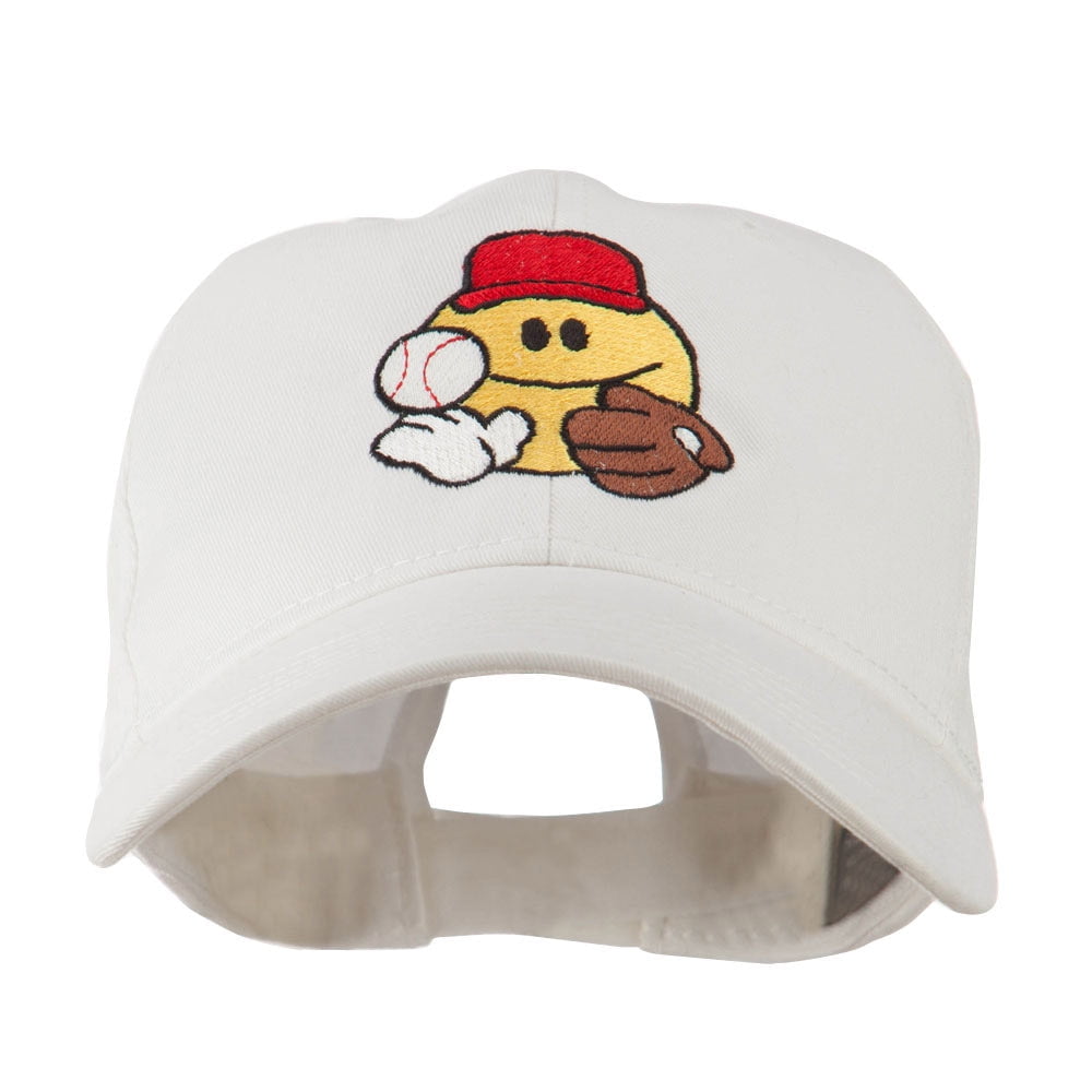 Baseball Smile Glove and Ball Embroidered Cap - White OSFM - Walmart.com