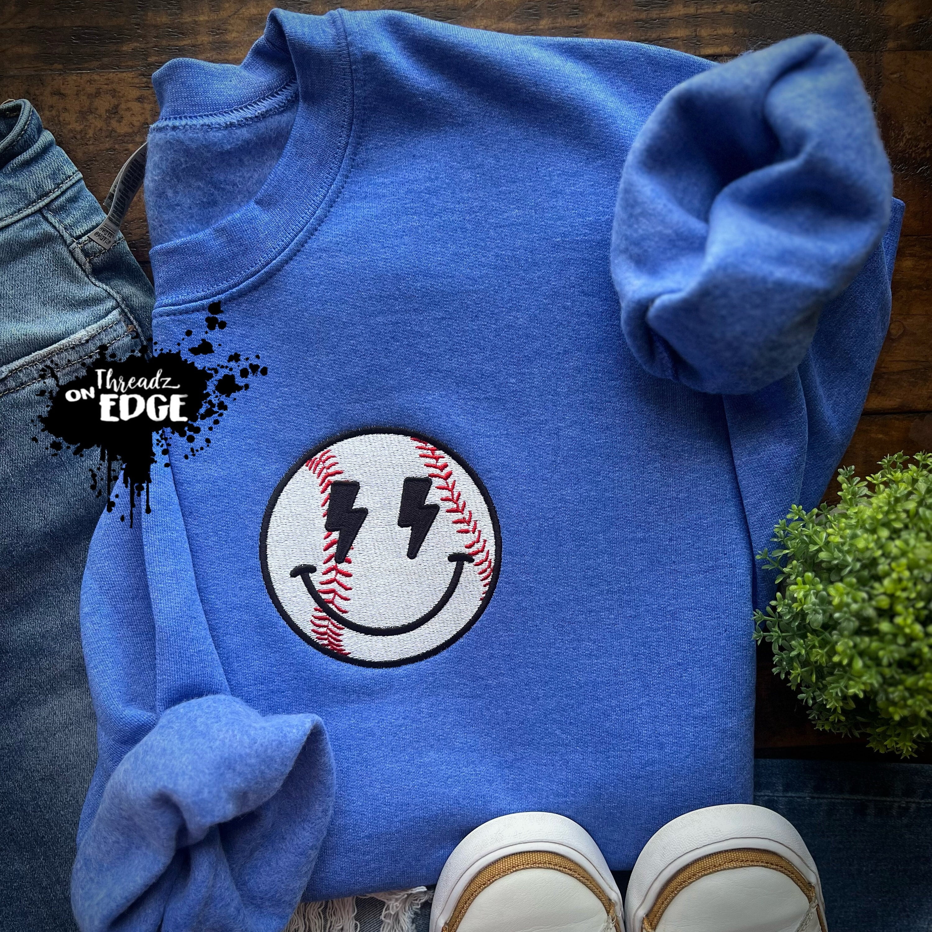 Baseball Smiley LEFT CHEST DESIGN - Walmart.com