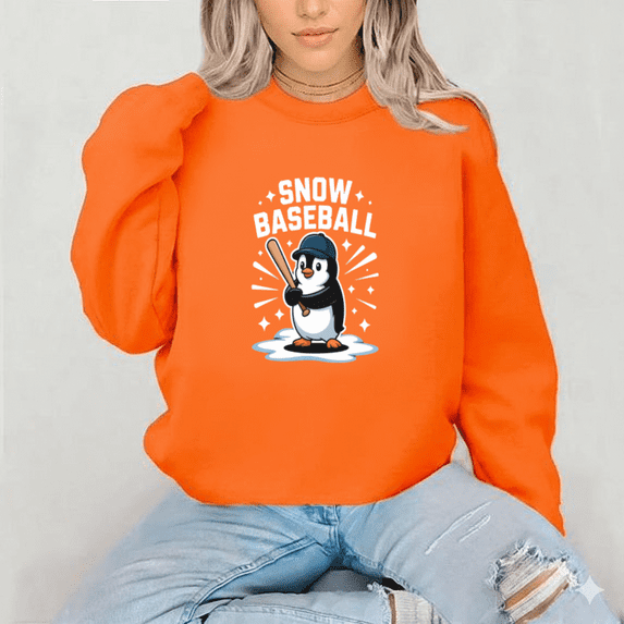 Baseball Snow Cool Penguin Winter Sports Fun Holiday Sweatshirt, up to ...