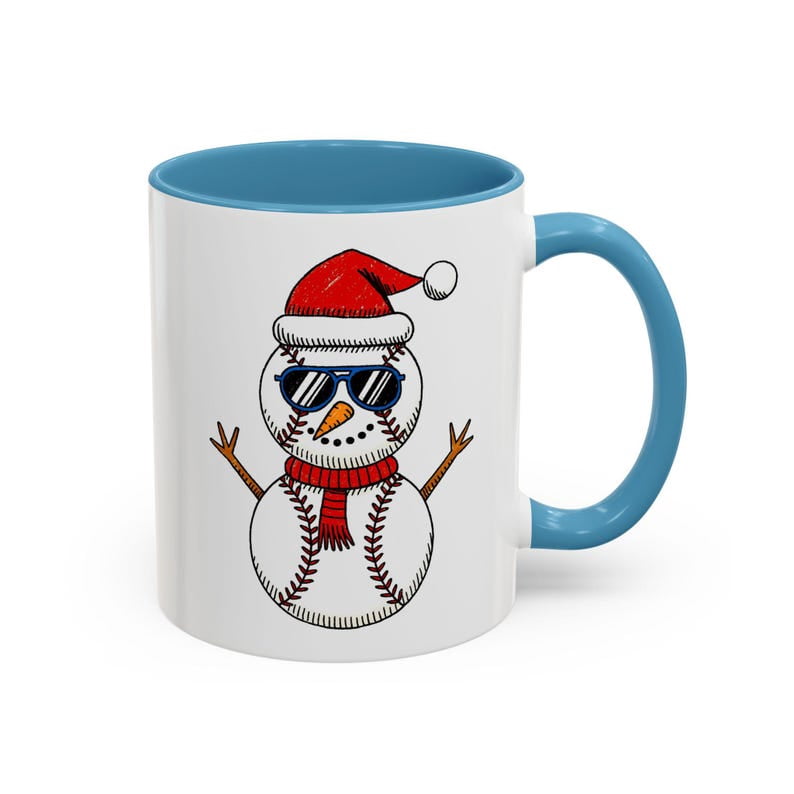 Baseball Snowman Mug, Funny CH1Ristmas Coffee Cup, Cool Santa Hat Spor ...
