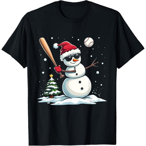 Baseball Snowman Playing Baseball T-Shirt - Walmart.com