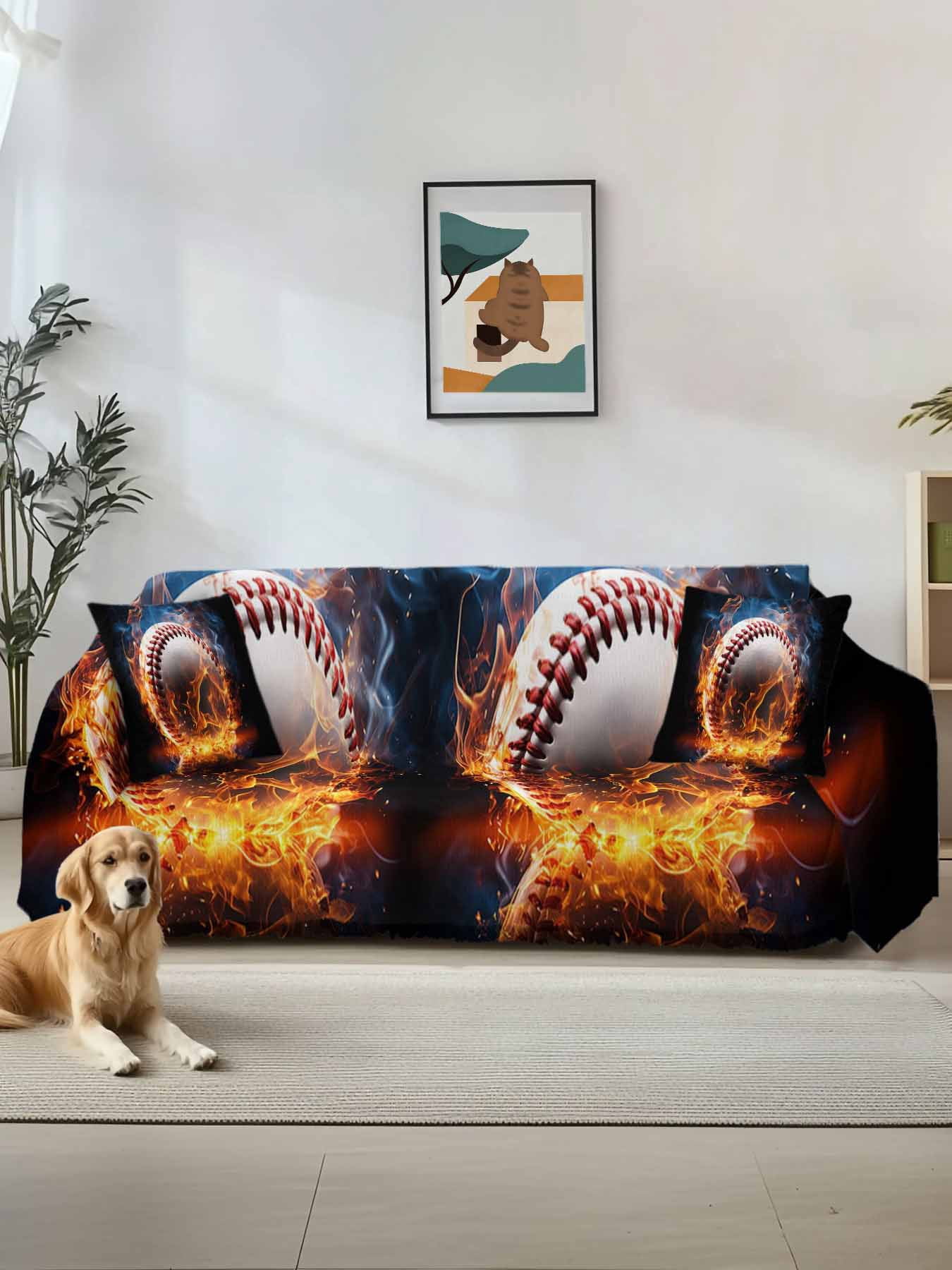 Baseball, Sofa Covers for 2-3 Cushion Couch L-Shaped Sectional, Sports ...