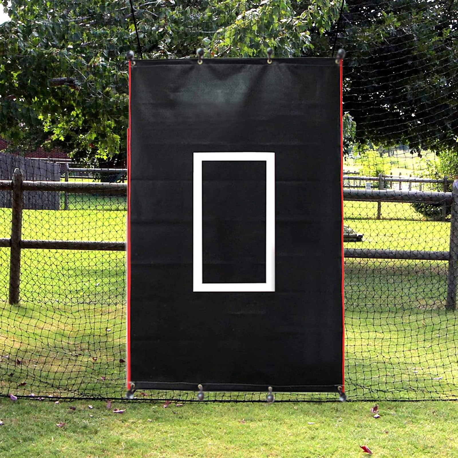 Baseball/Softball Backstop with Strike Zone Black Vinyl Batting Cage ...
