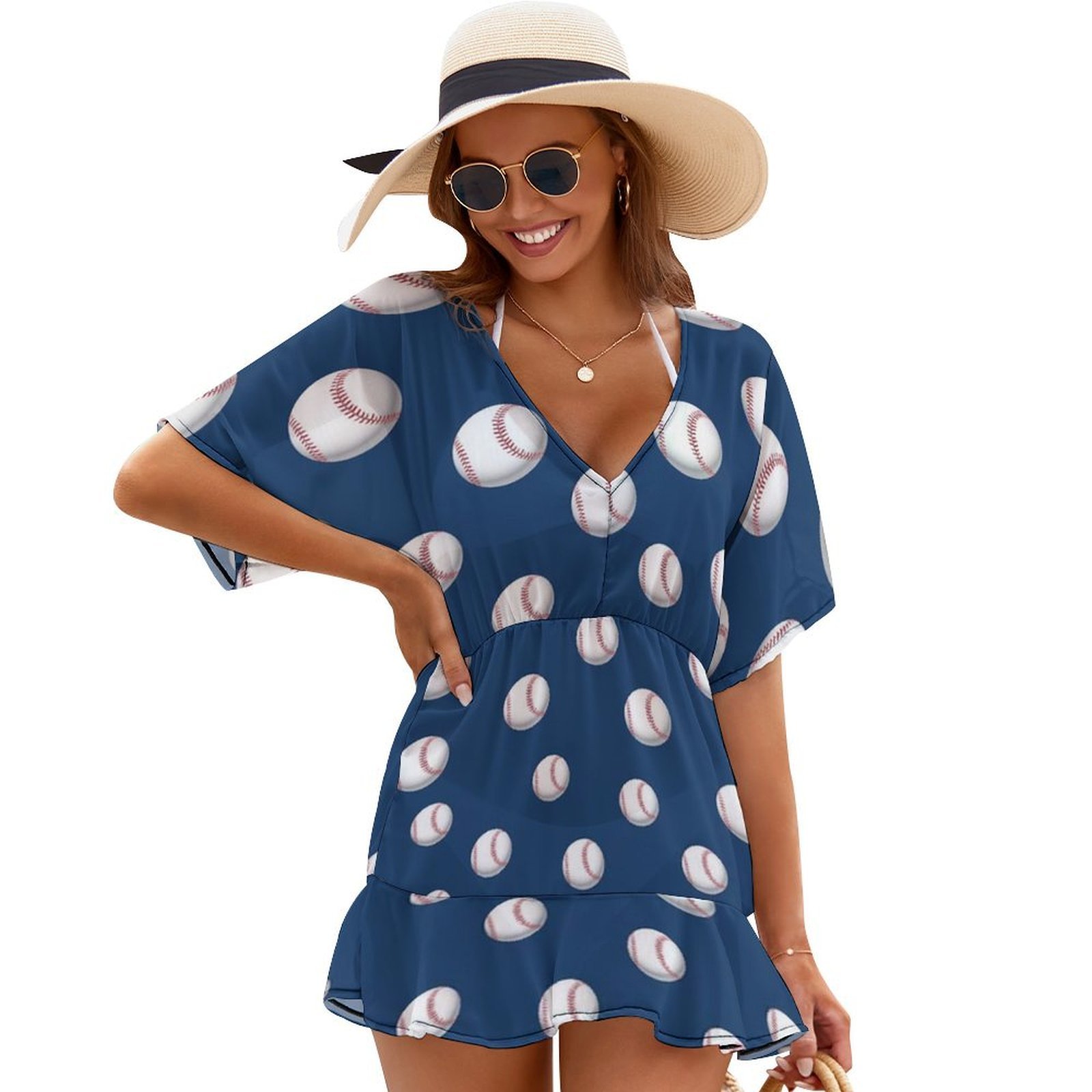 Baseball Softball Ball Cover Ups Dresses Women Summer Dress Vintage ...