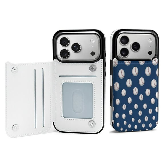 Baseball Softball Ball Leather Wallet Case for iPhone 16 Pro Wallet ...