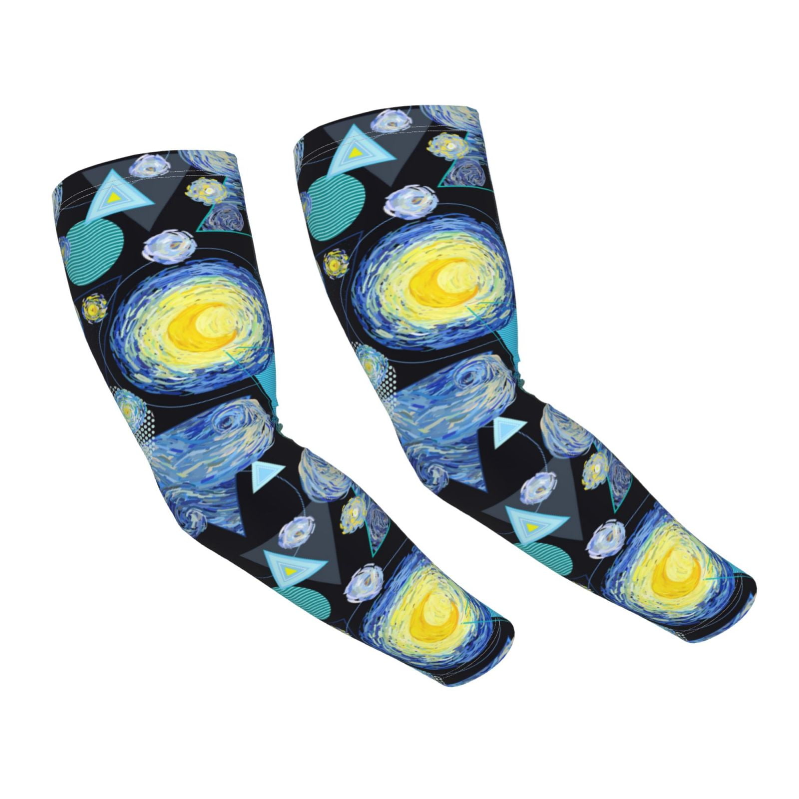 Triangles Glowing Yellow Moon Sun Protection Arm Sleeves 19 Inch ...