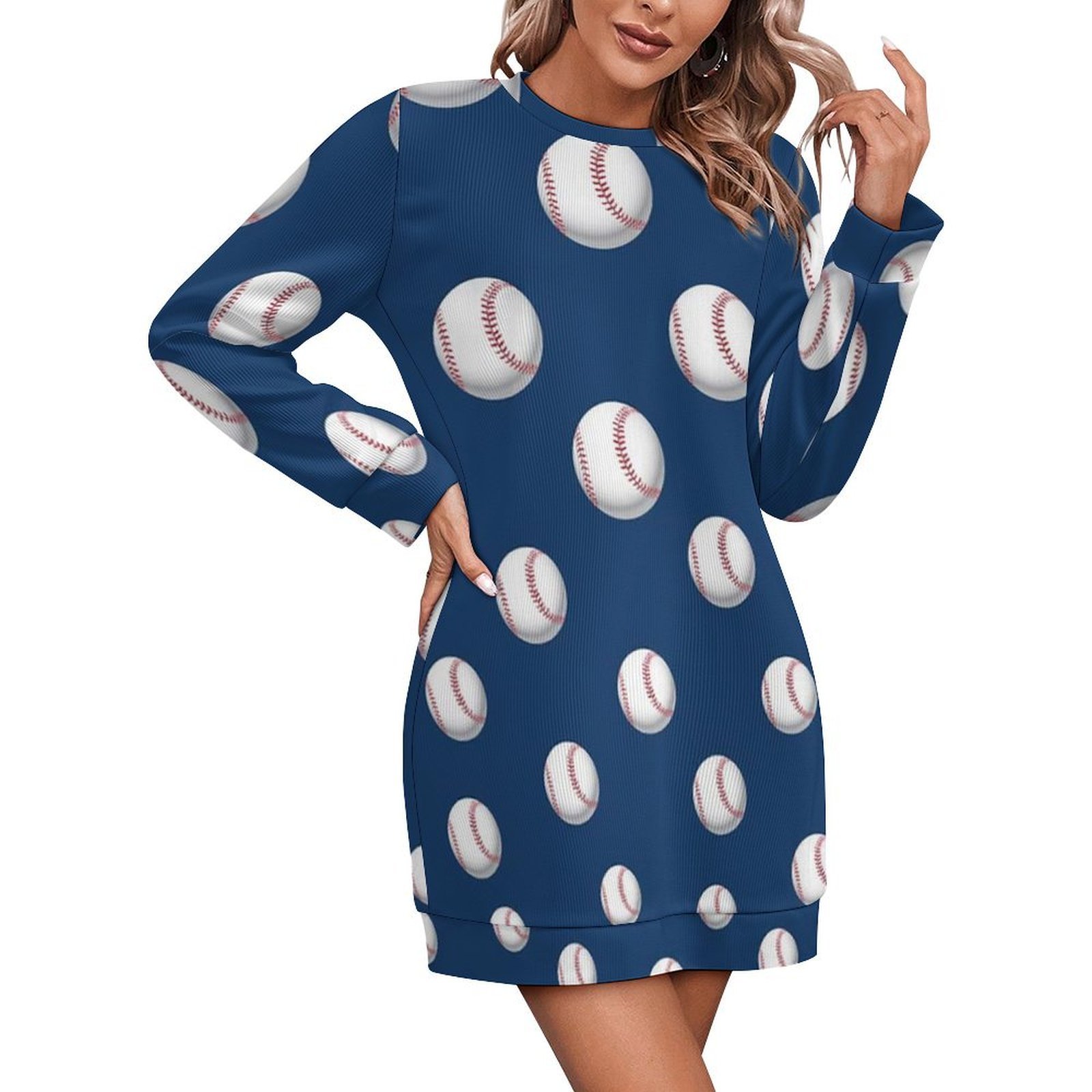 Baseball Softball Ball Women Elegant Long Sleeve Warm Dress Autumn ...