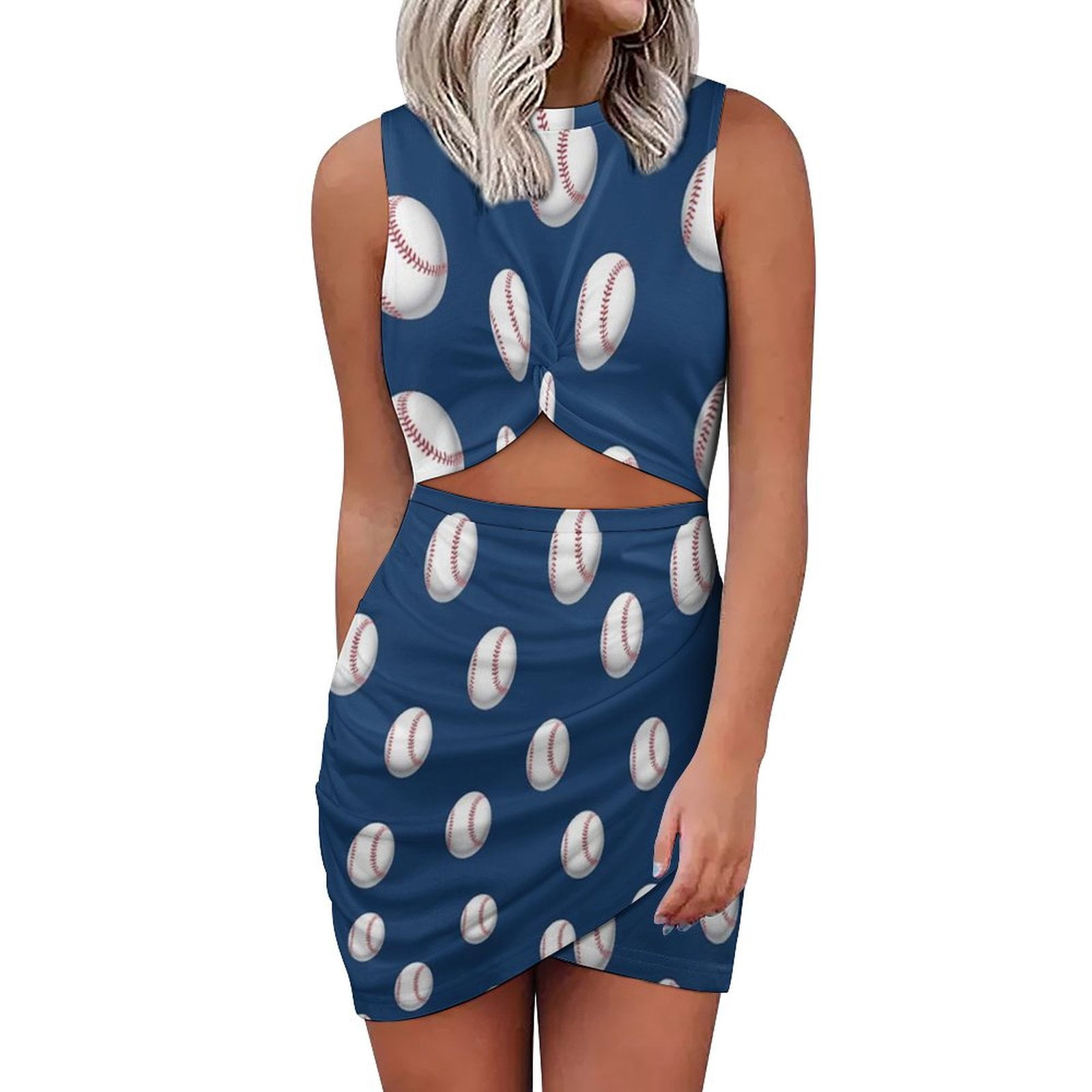 Baseball Softball Ball Women's Crossover Slim Hip Dress Summer ...