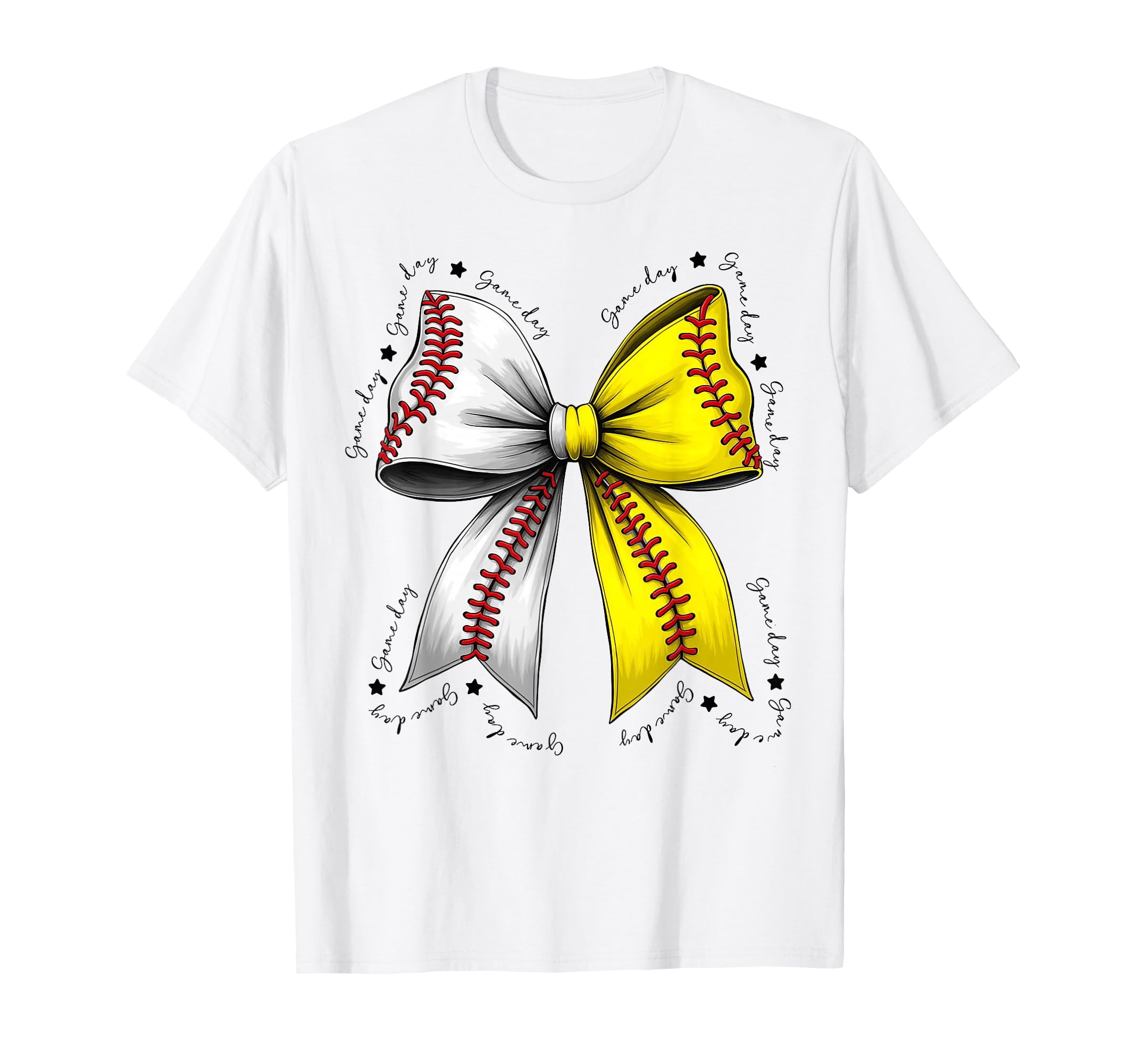 Baseball Softball Bow, Coquette Baseball mom Mama Mother Day T-Shirt ...
