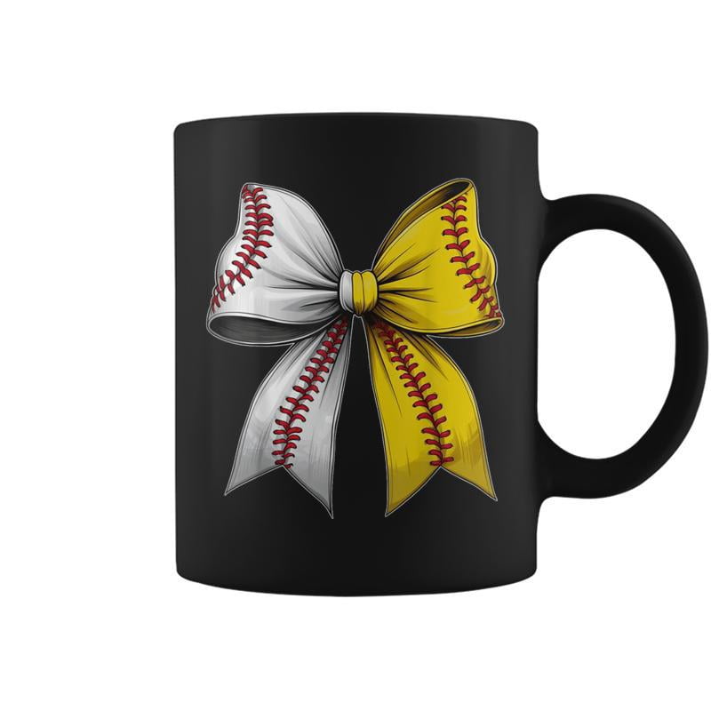 Baseball Softball Coquette Bow Game Day Heart Love Mom Life Coffee Mugs ...