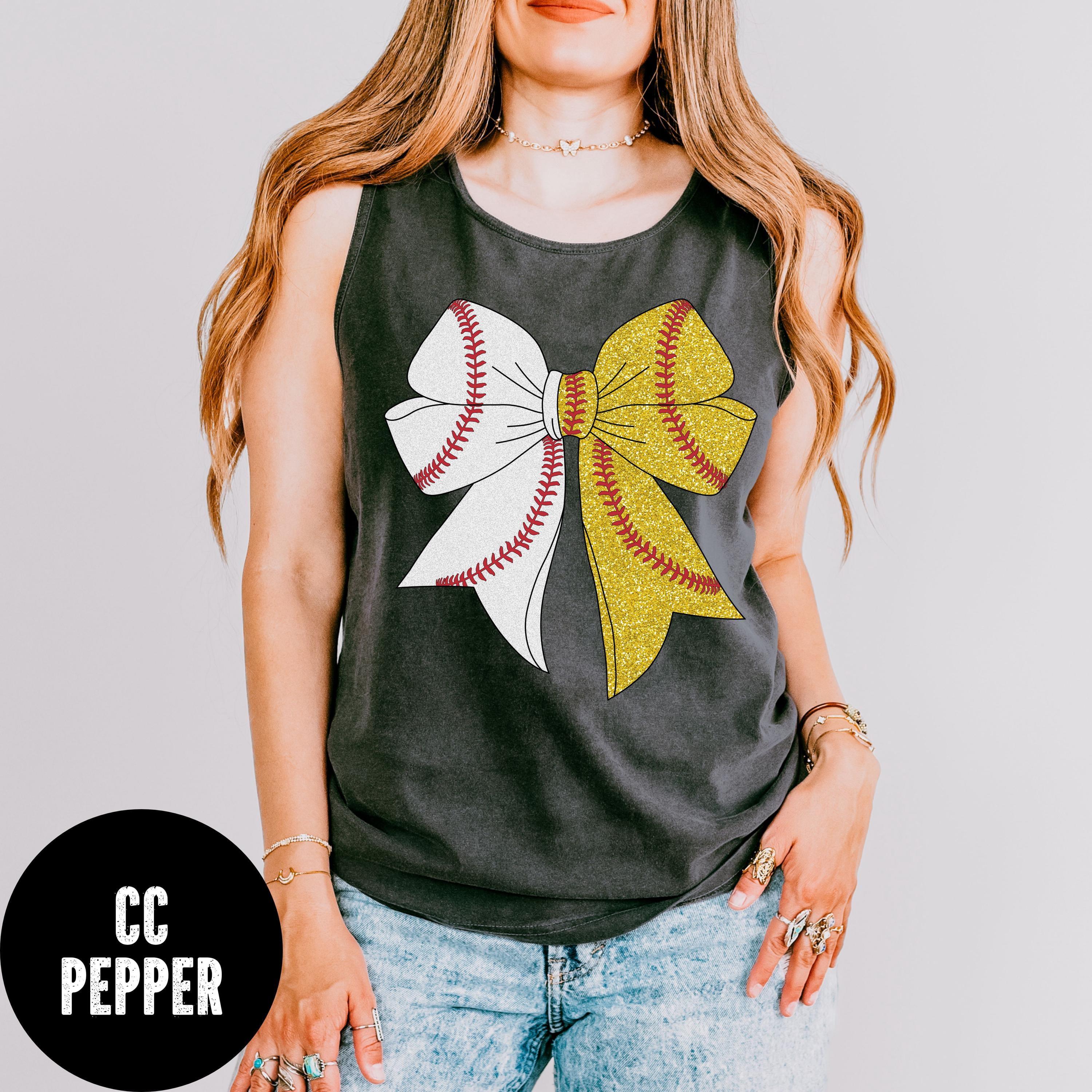 Baseball Softball Coquette Tank Top, Faux Glitter Softball Baseball ...