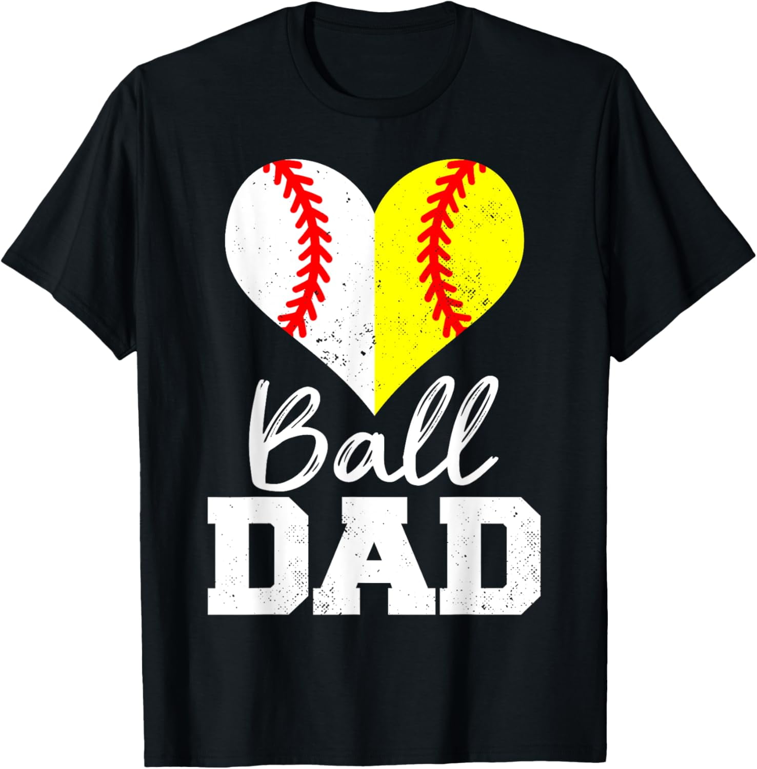 Baseball Softball Dad Heart Funny Ball Dad T-Shirt - Walmart.com
