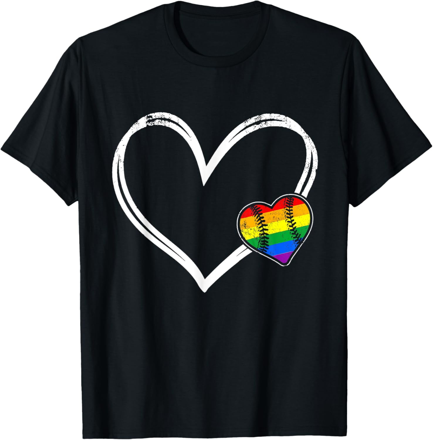 Baseball Softball Heart Rainbow Flag LGBT Gay Pride Month T-Shirt ...