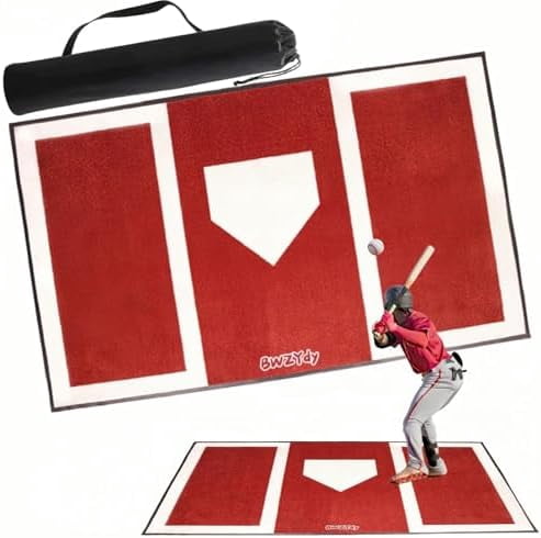 Baseball & Softball Hitting Mat - 6x4ft Anti-Slip Rubber Base, Home ...