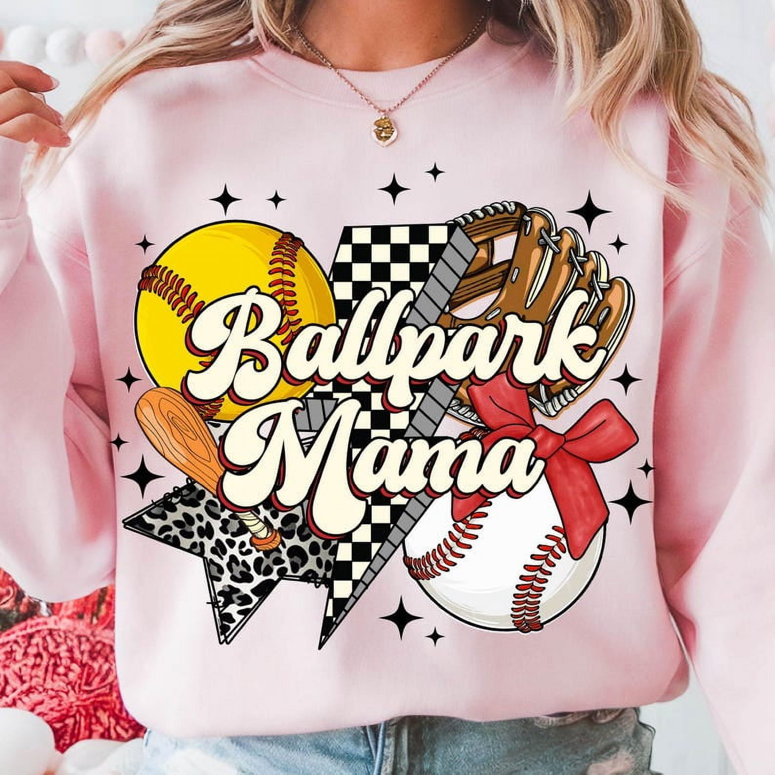 Baseball Softball Mama Sweatshirt, Retro Ballpark Crewneck, Coquette ...