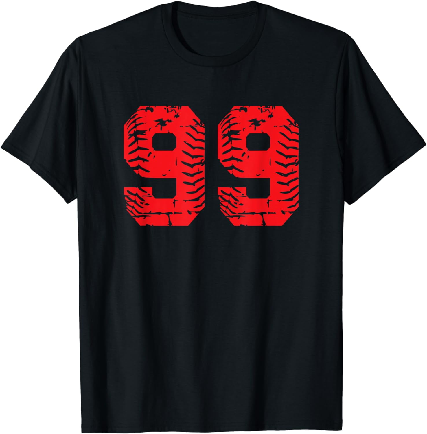 Baseball Softball Player Number #99 Red Grunge Lucky Number T-Shirt ...