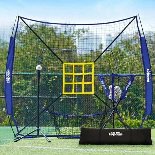 Baseball Softball Practice Combo - 7 X 7 Feet Net Tee Caddy 12 Pack ...