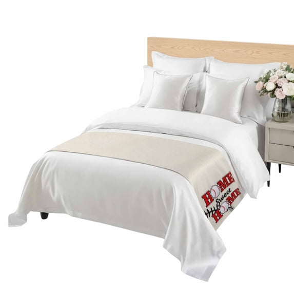 Baseball Sport Bed Runner Twin Size Home Sweet Beige Linen Texture ...