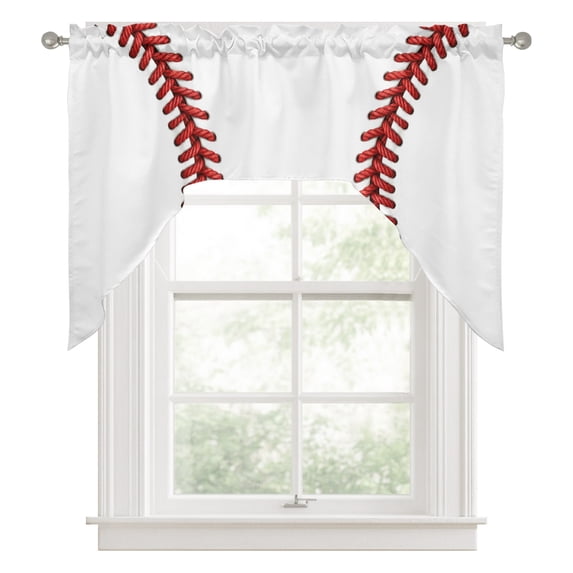 Baseball Sport Kitchen Curtains Swag Valance for Windows/Bathroom/Cafe ...
