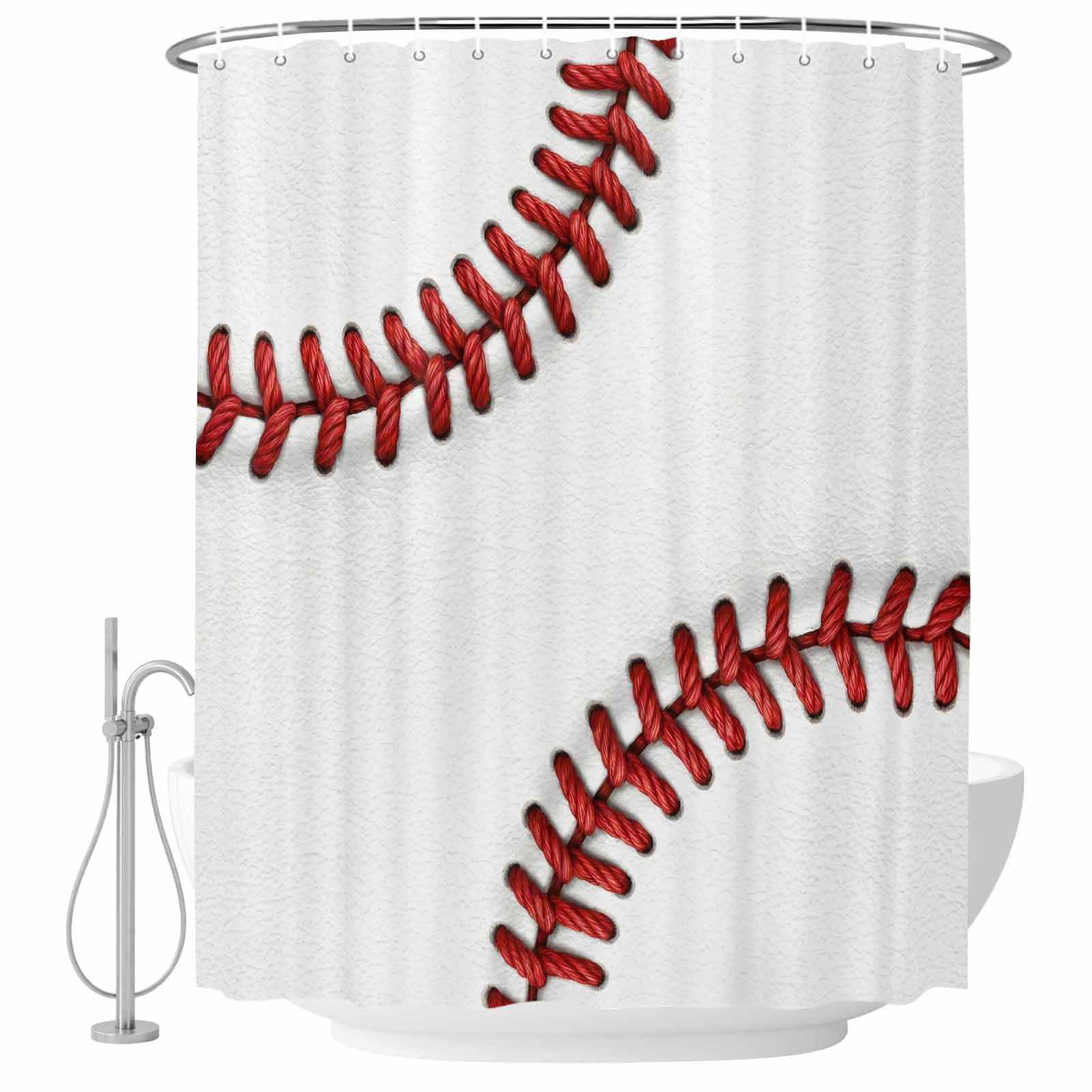 Baseball Sport Shower Curtain Set - Standard 72" x 72" Washable Bathtub ...