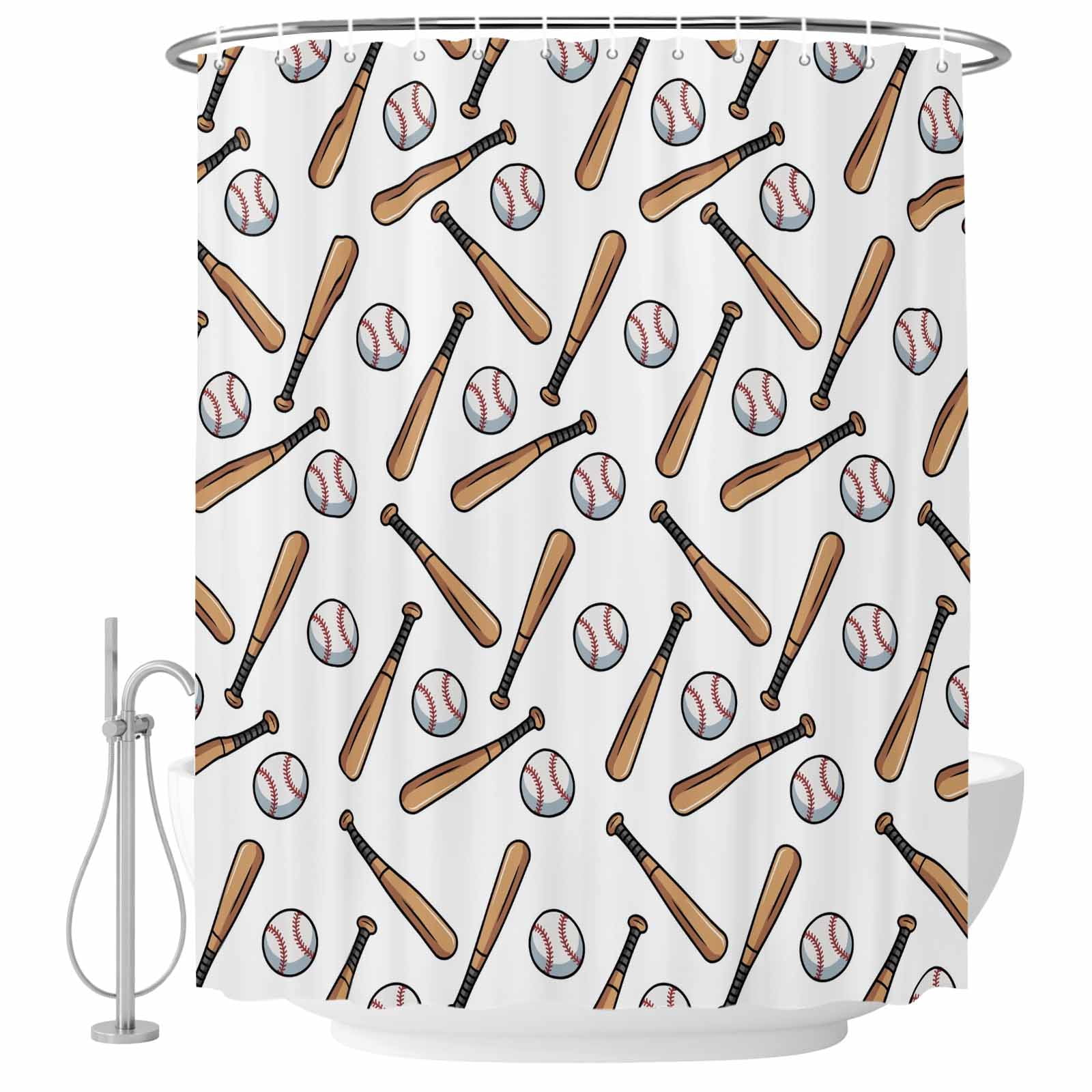 Baseball Sport Shower Curtains for Bathroom, Waterproof Fabric Bath ...