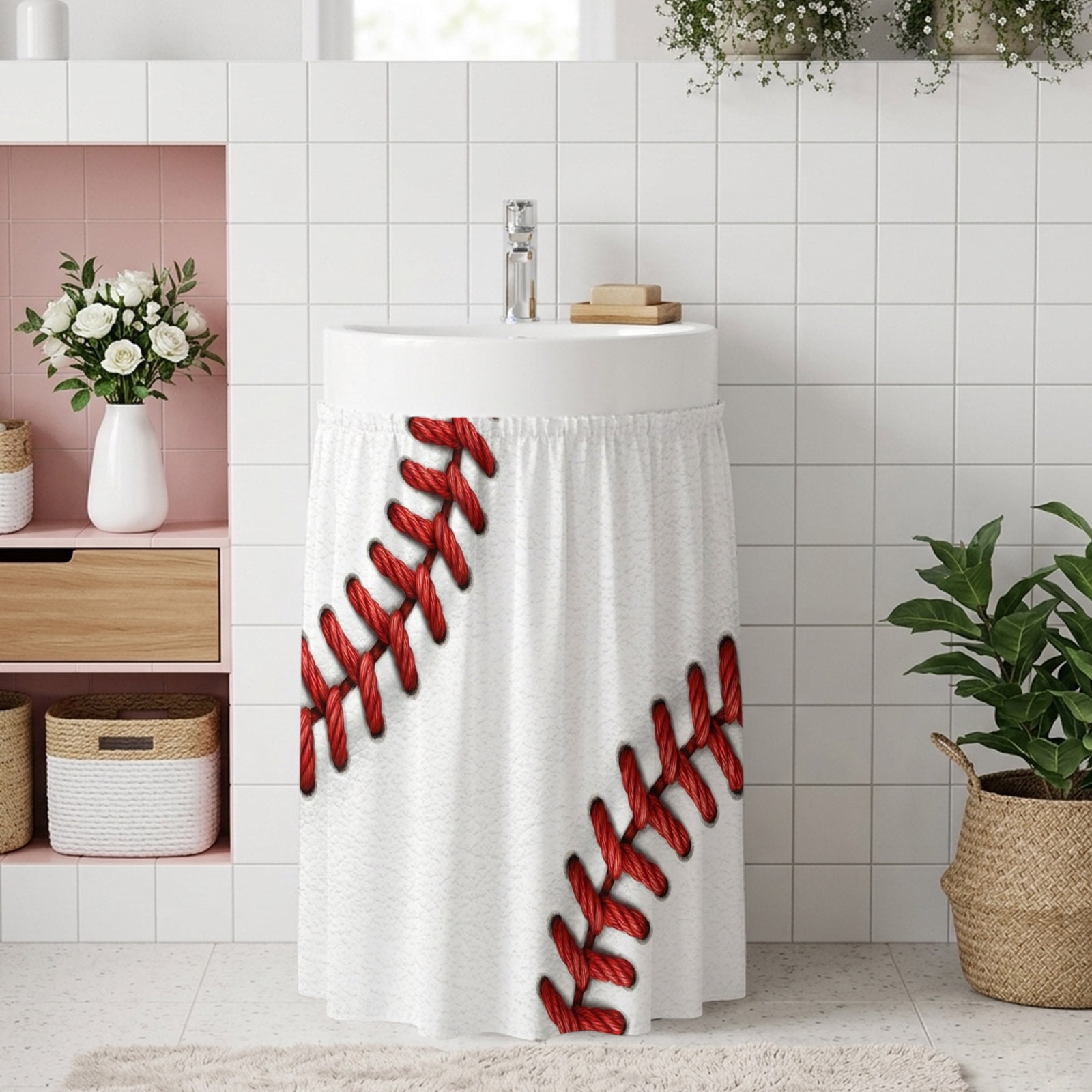Baseball Sport Small Sink Skirt 10''x11'', Modern Abstract Stitching ...