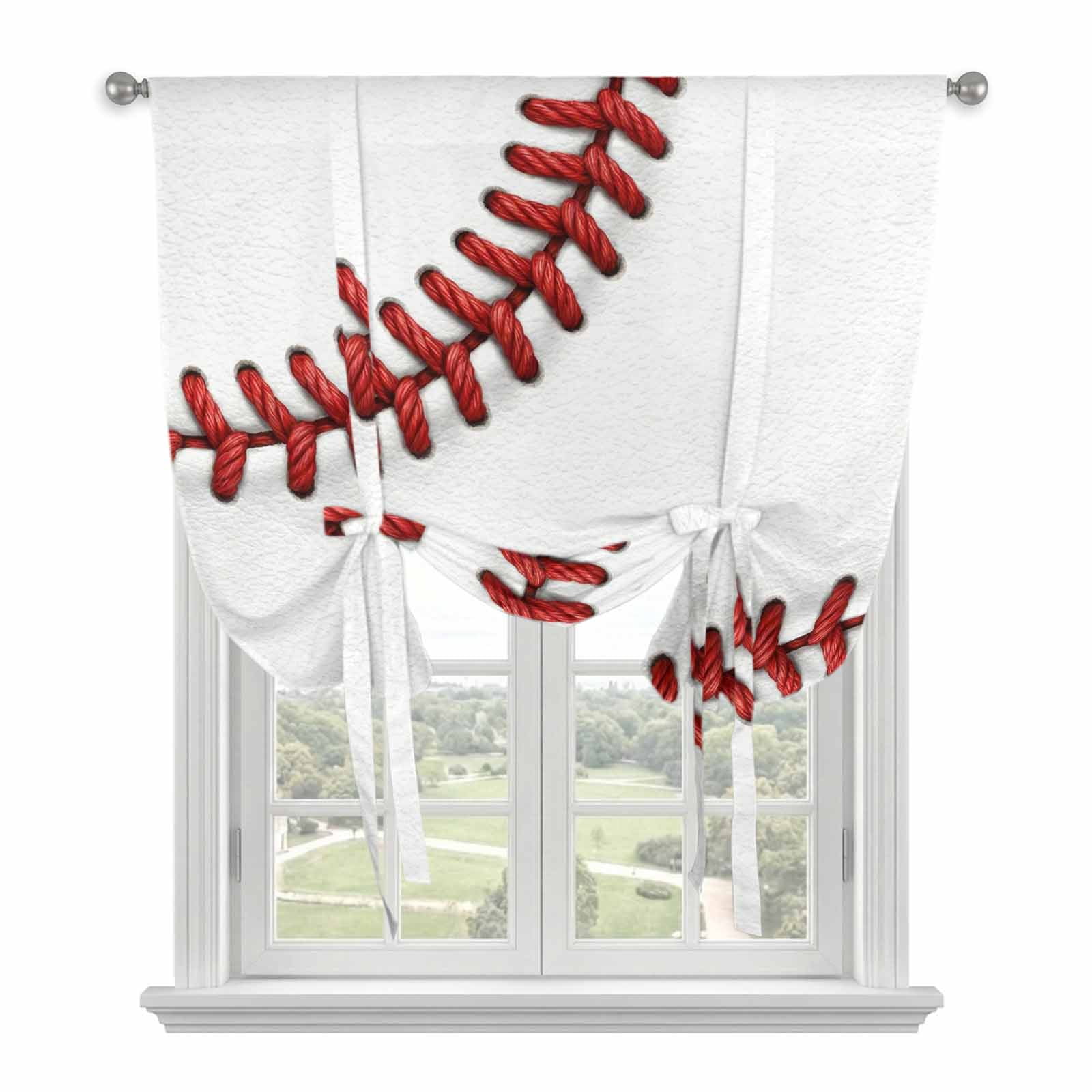 Baseball Sport Tie Up Curtains for Window, Thermal Insulated Balloon ...
