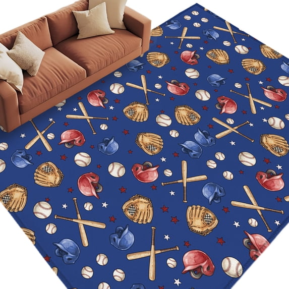 Baseball Sports Area Rug 8x10 Washable Rug Non Slip Modern Classic ...