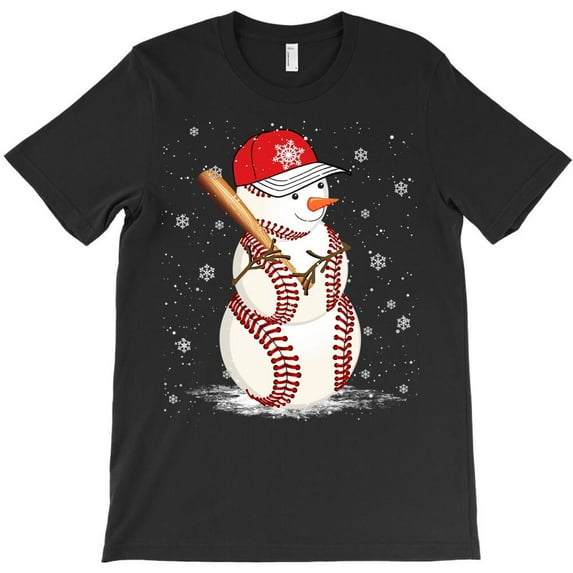 Baseball Sports Baseball Snowman Snowflakes Funny Bat Christmas Holiday ...