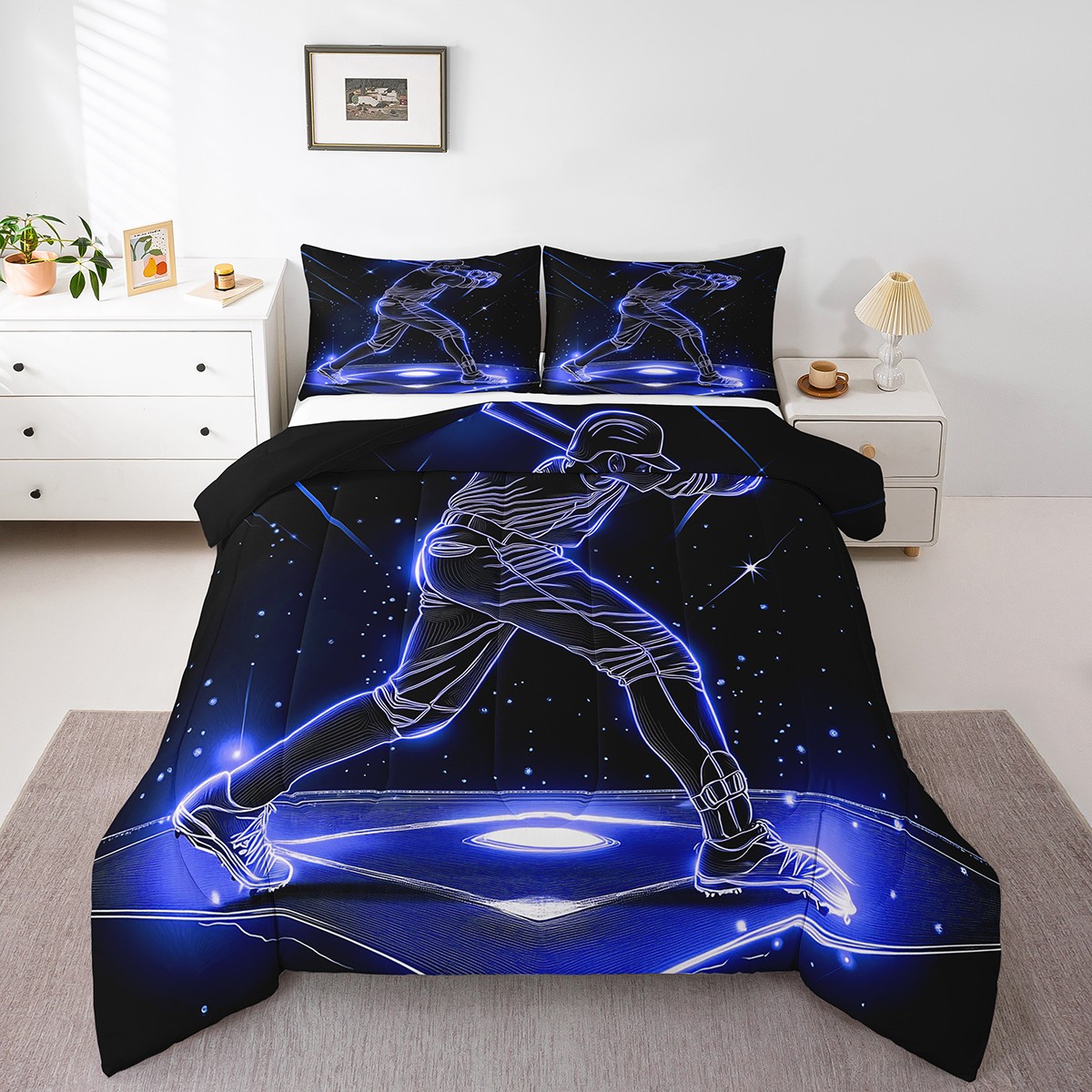 Baseball Sports Bedding 3D Sports Comforter Set,Cool Ball Game Bedding ...